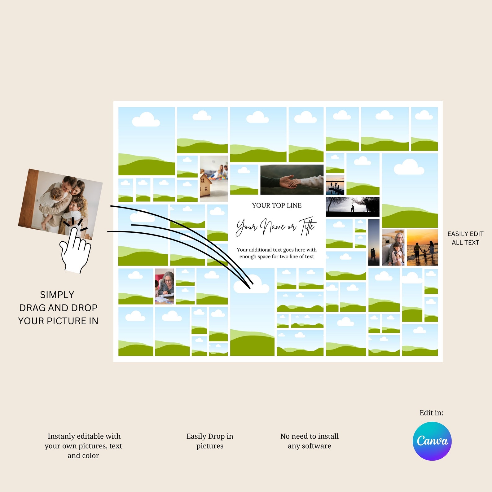 Editable Collage Stand for 60 Cherished Family Photos - Etsy