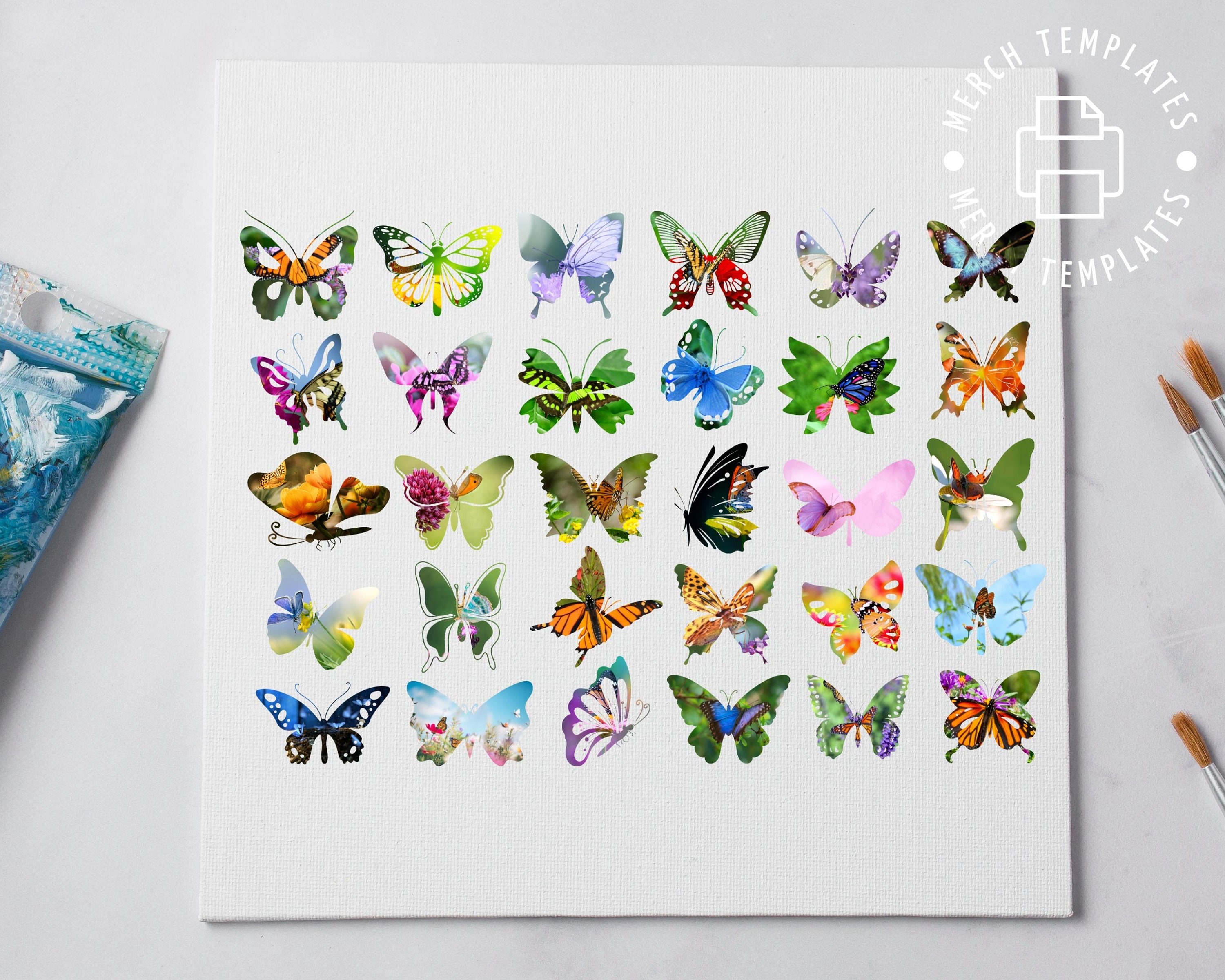 Picture Collage 30 Butterfly Frame Template Gridart Canva Image Collage ...