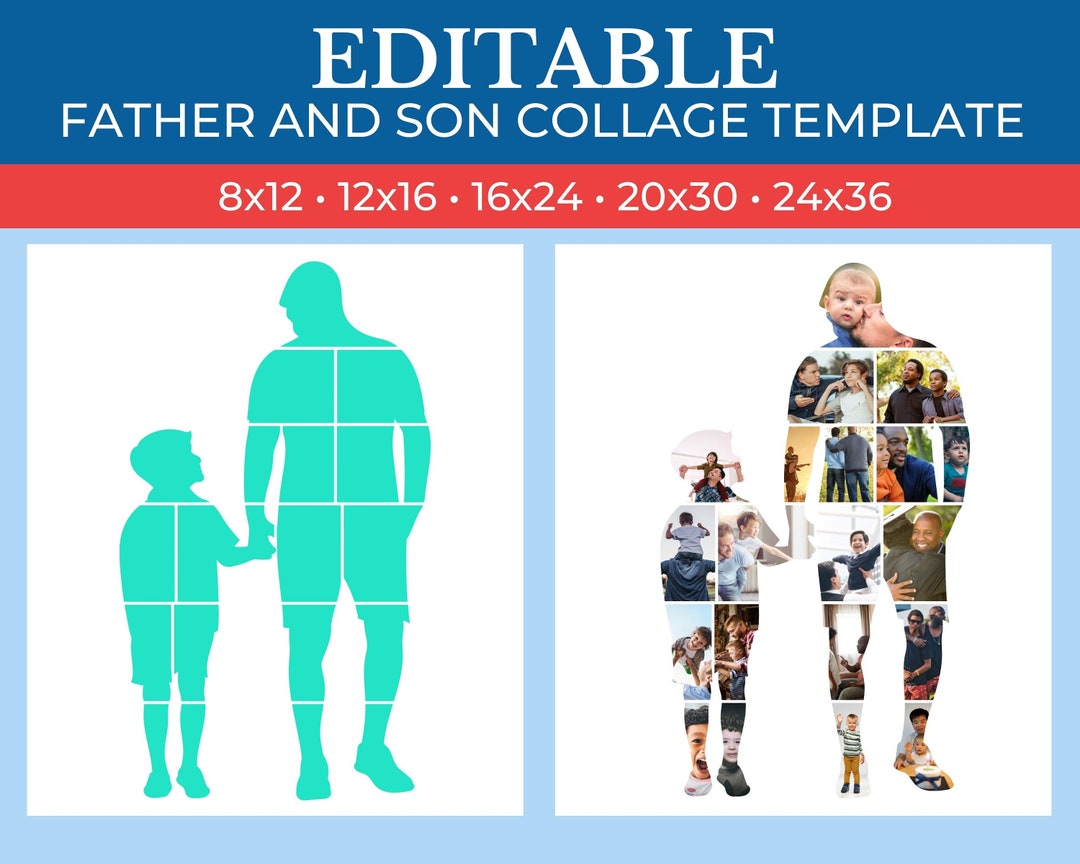 Picture Collage Father and Son Template | Gridart Canva | Image Collage ...