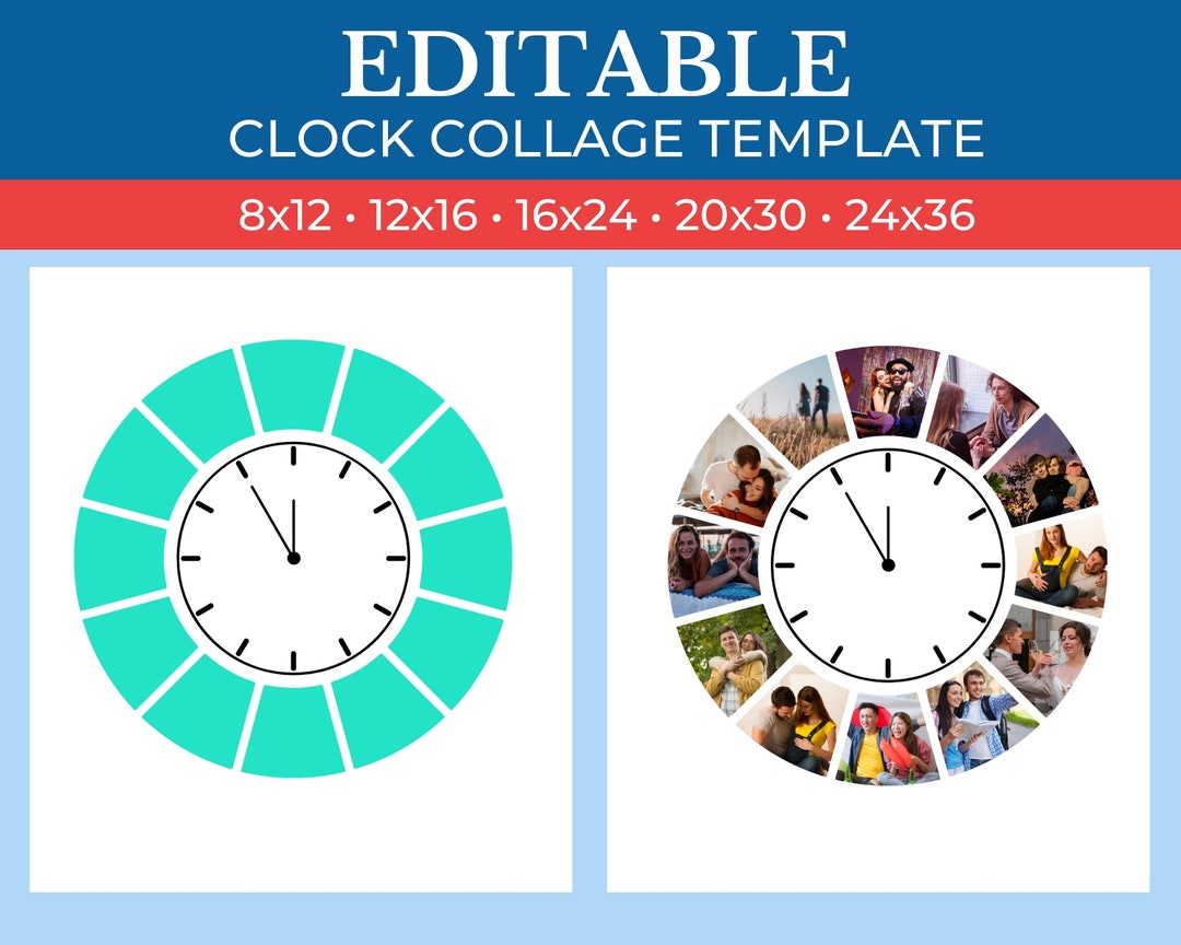 Picture Collage Clock Template | Gridart Canva | Image Collage | Pic ...