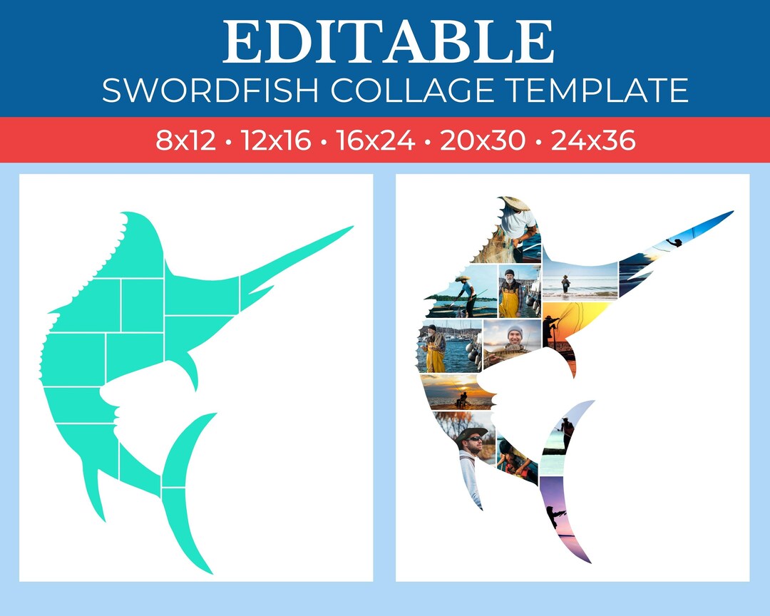 Picture Collage Swordfish Template | Gridart Canva | Image Collage | Pic Stitch | Swordfish ...