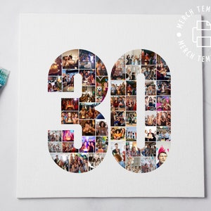30 Number Collage Frame | 30 Collage Frame Canva Editable | 30th ...