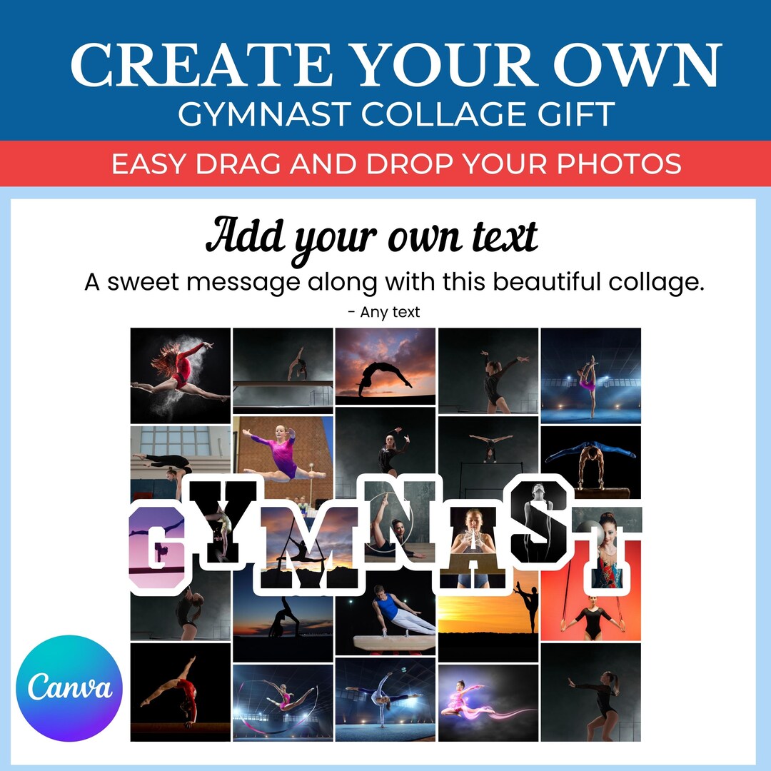 Gymnast Gift Collage Template | Editable Collage for Gymnast Fans Gifts ...