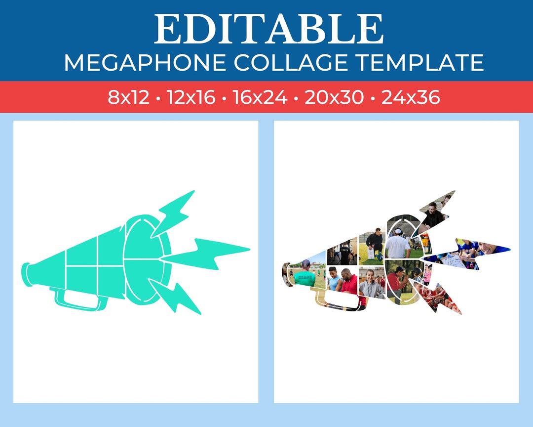 Cheer Megaphone Collage Template | Gridart Canva | Image Collage | Pic ...