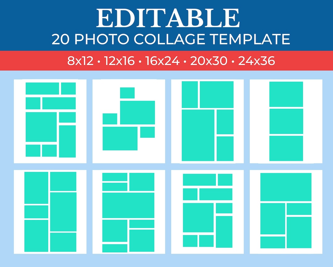 Picture Collage 20 Multiple Template | Gridart Canva | Image Collage ...