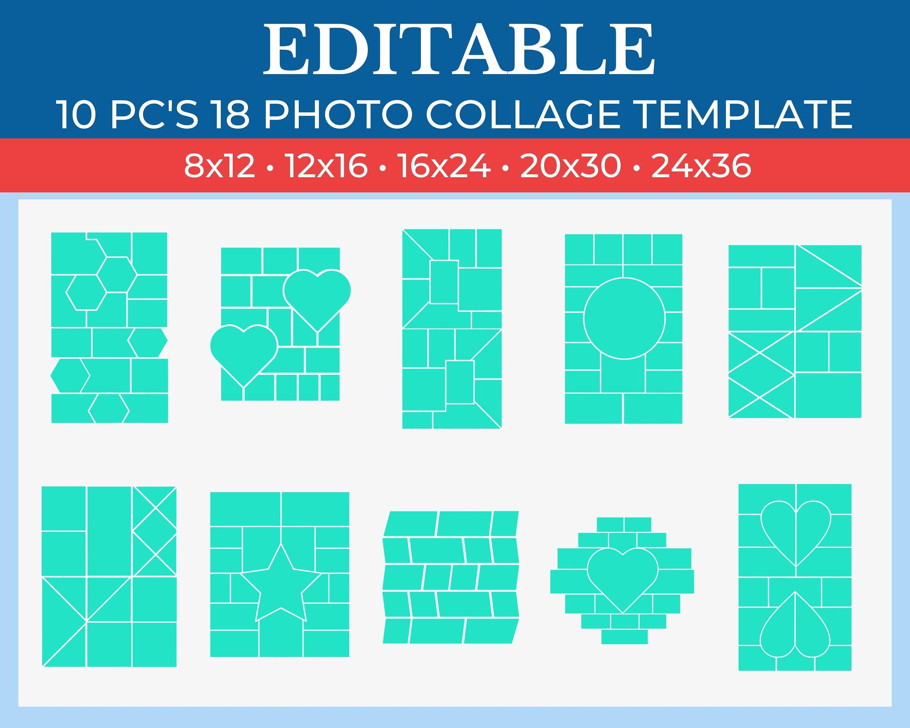 Picture Collage 18 Photo Template | Gridart Canva | Image Collage | Pic ...