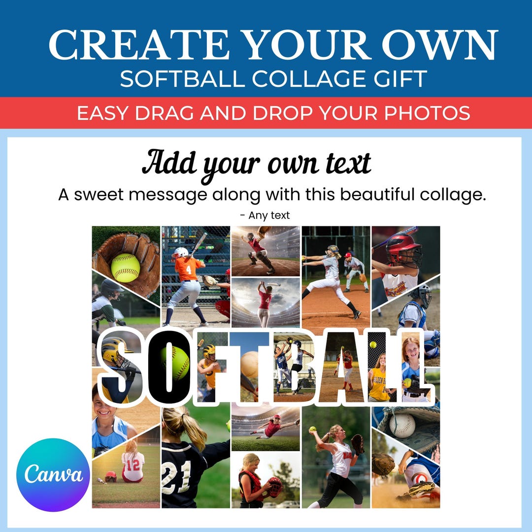 Softball Gift Collage Template | Editable Collage for Softball Fans ...
