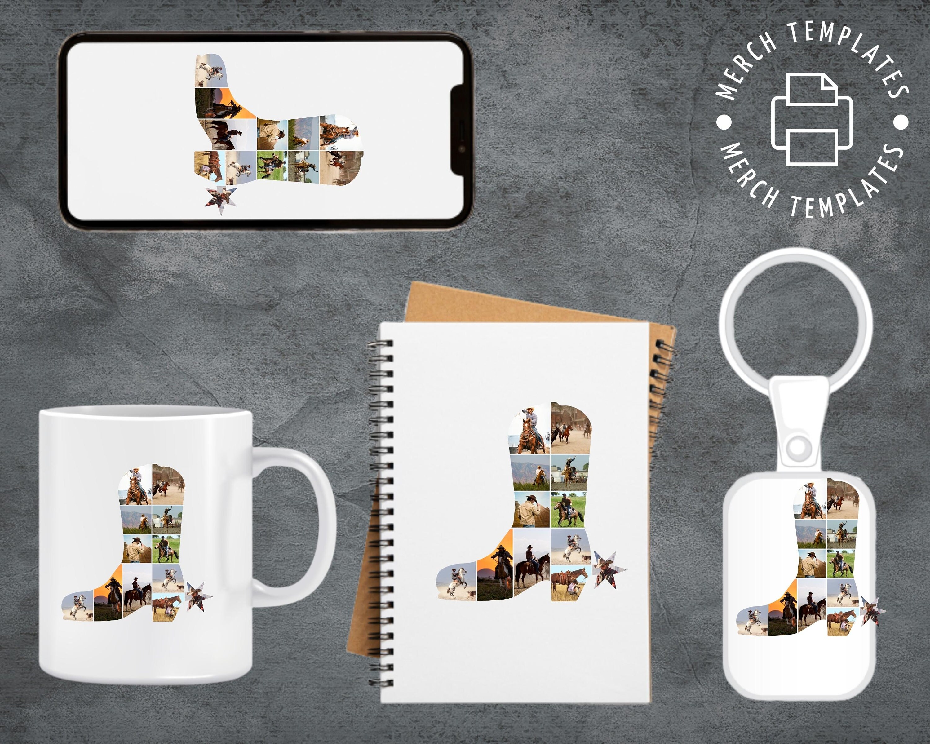 PRINTABLE Cowboy Boots Photos Collage Template Canva | Photo Collage ...