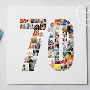 PRINTABLE 70 Number Collage Frame | 70 Collage Frame Canva Editable ...