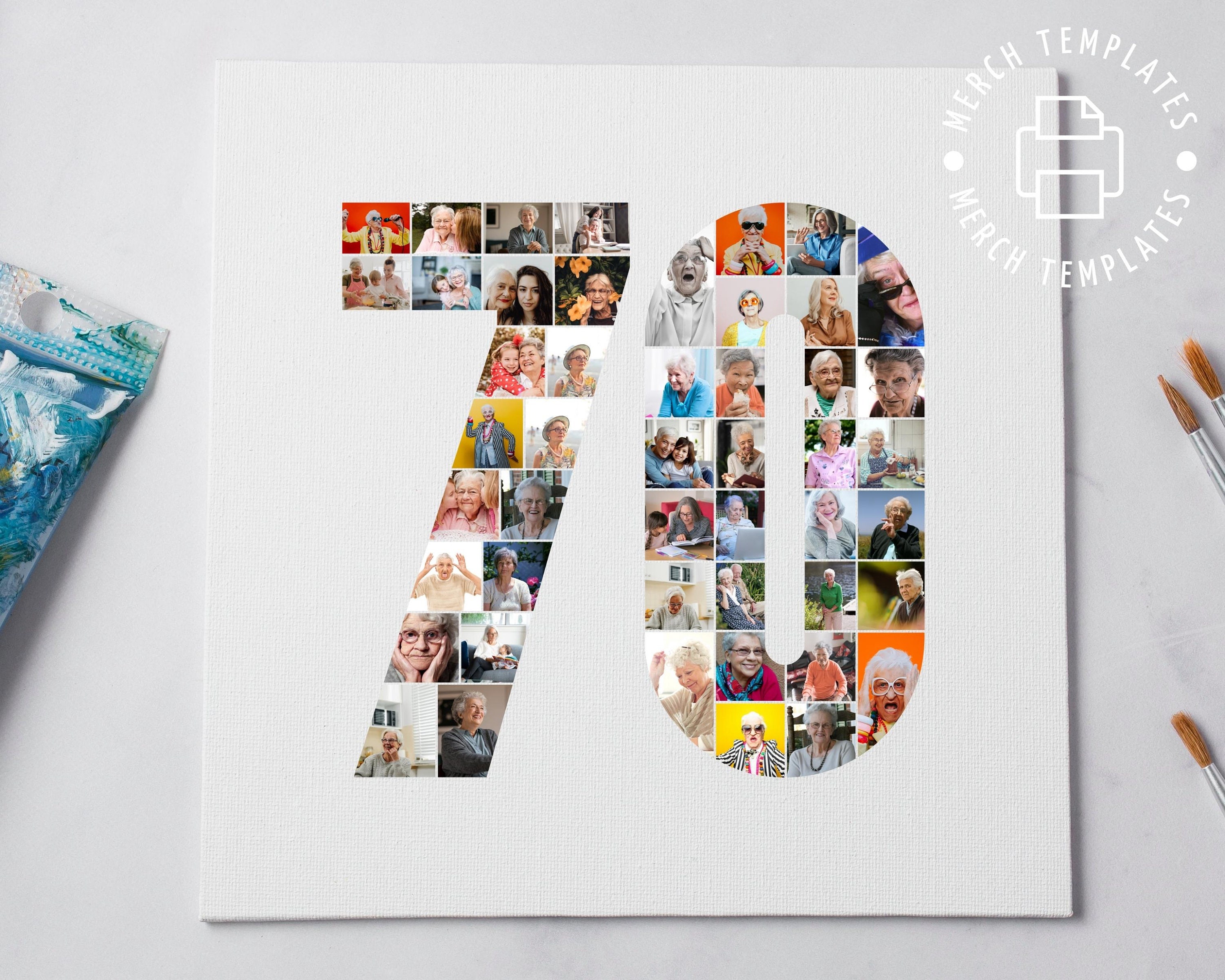 PRINTABLE 70 Number Collage Frame 70 Collage Frame Canva - Etsy