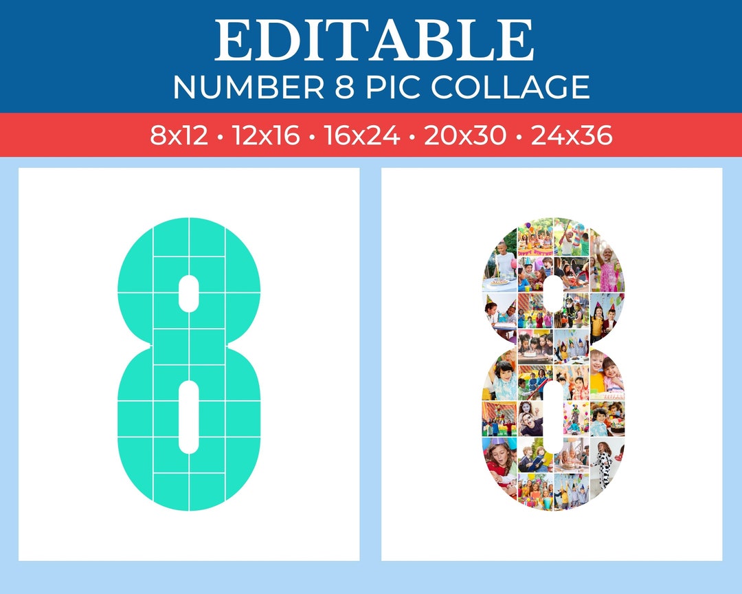 8th Number Collage Frame | 8 Collage Frame Canva Editable | 8th ...