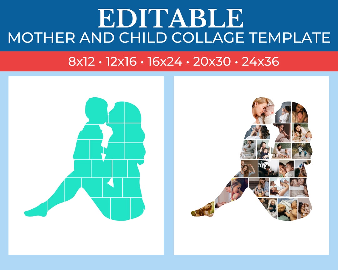 Picture Collage Mother and Child Design Template | Gridart Canva ...