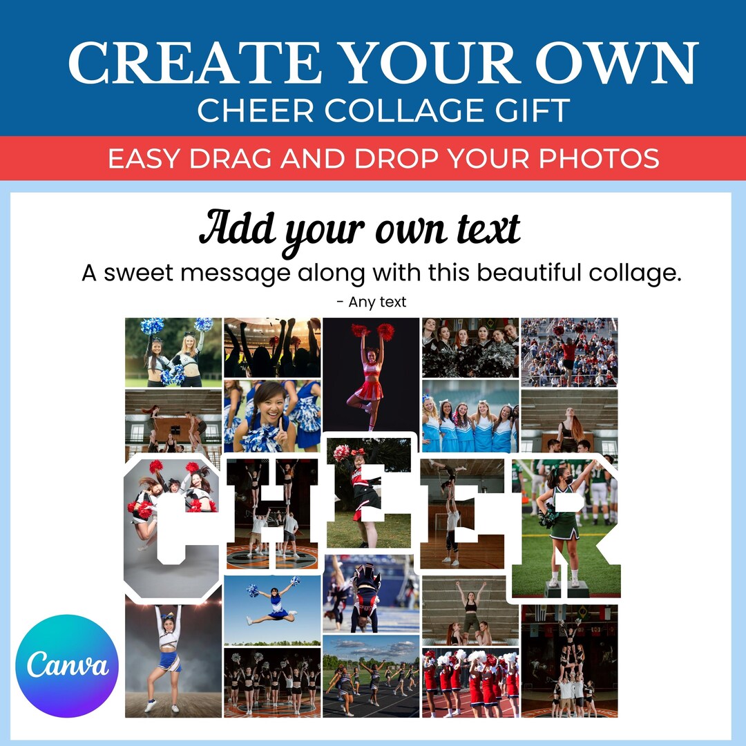 Cheer Gift Collage Template | Editable Collage for Cheer Fans Gifts ...