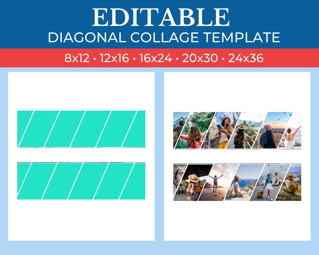Picture Collage Diagonal Template | Gridart Canva | Image Collage | Pic ...