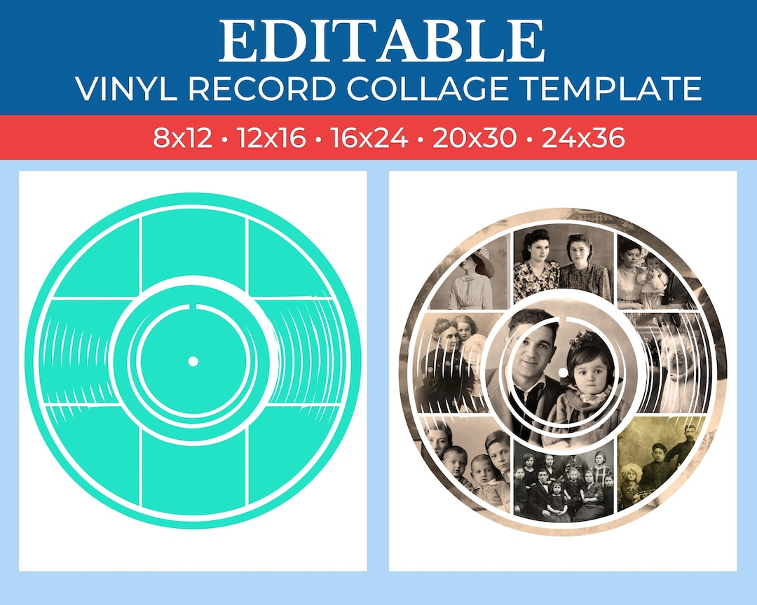 Picture Collage Vinyl Record Template | Gridart Canva | Image Collage ...