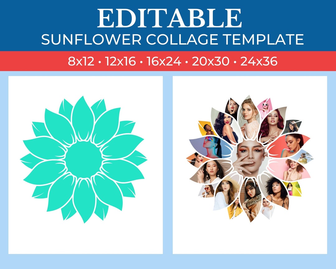 Sunflower Photos Collage Template Canva | Photo Collage Good for ...