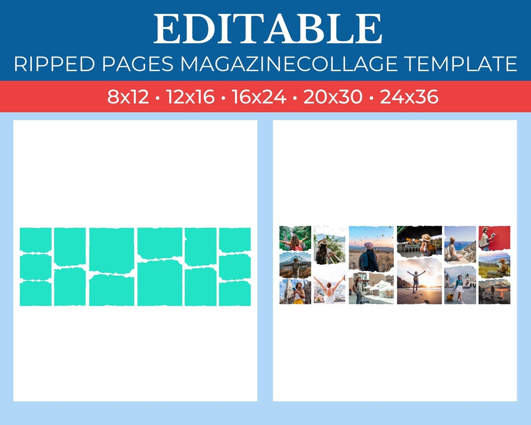 Picture Collage Ripped Magazine Shape Template | Gridart Canva | Image ...