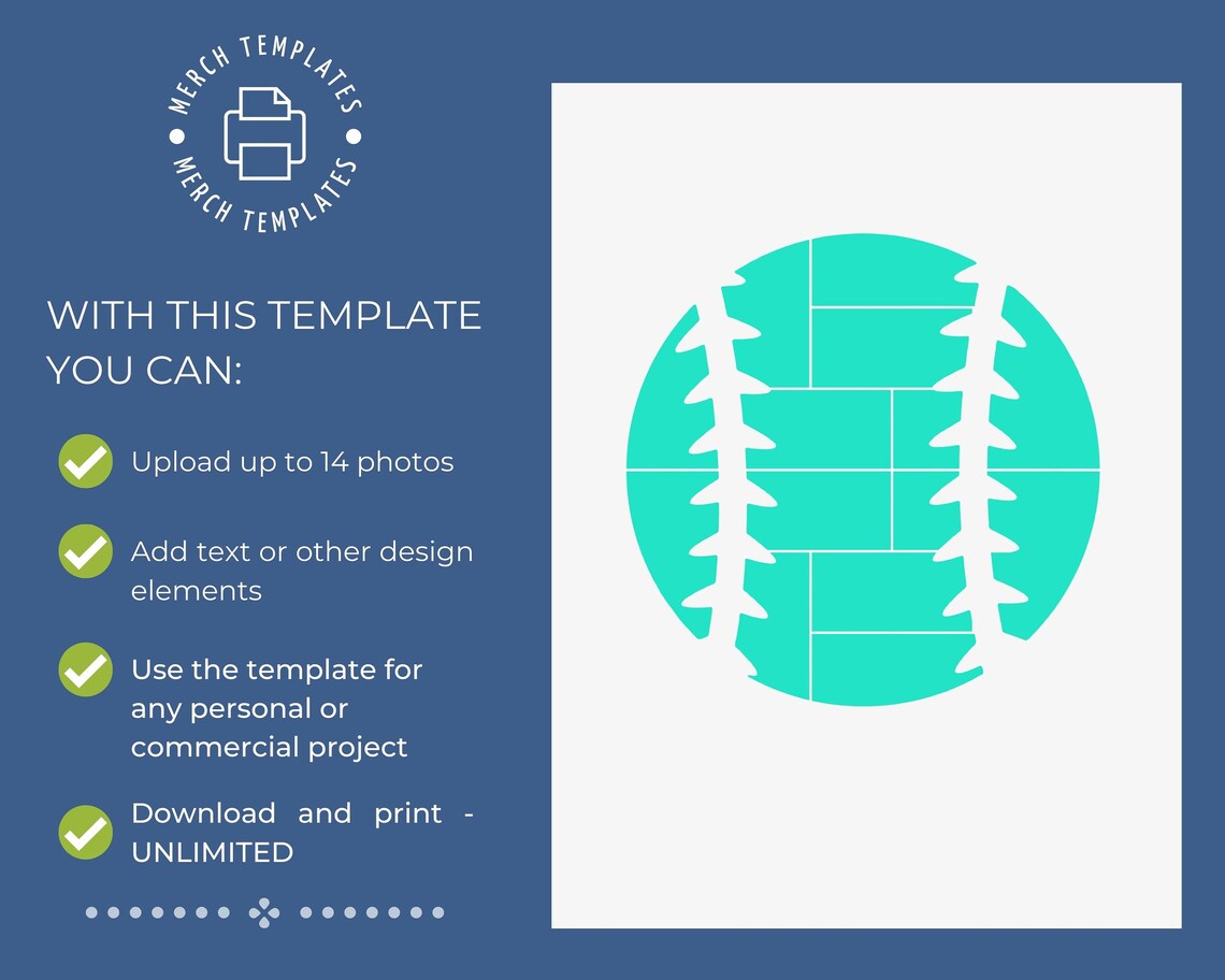 PRINTABLE Baseball Collage Frame Baseball Picture Template Baseball ...