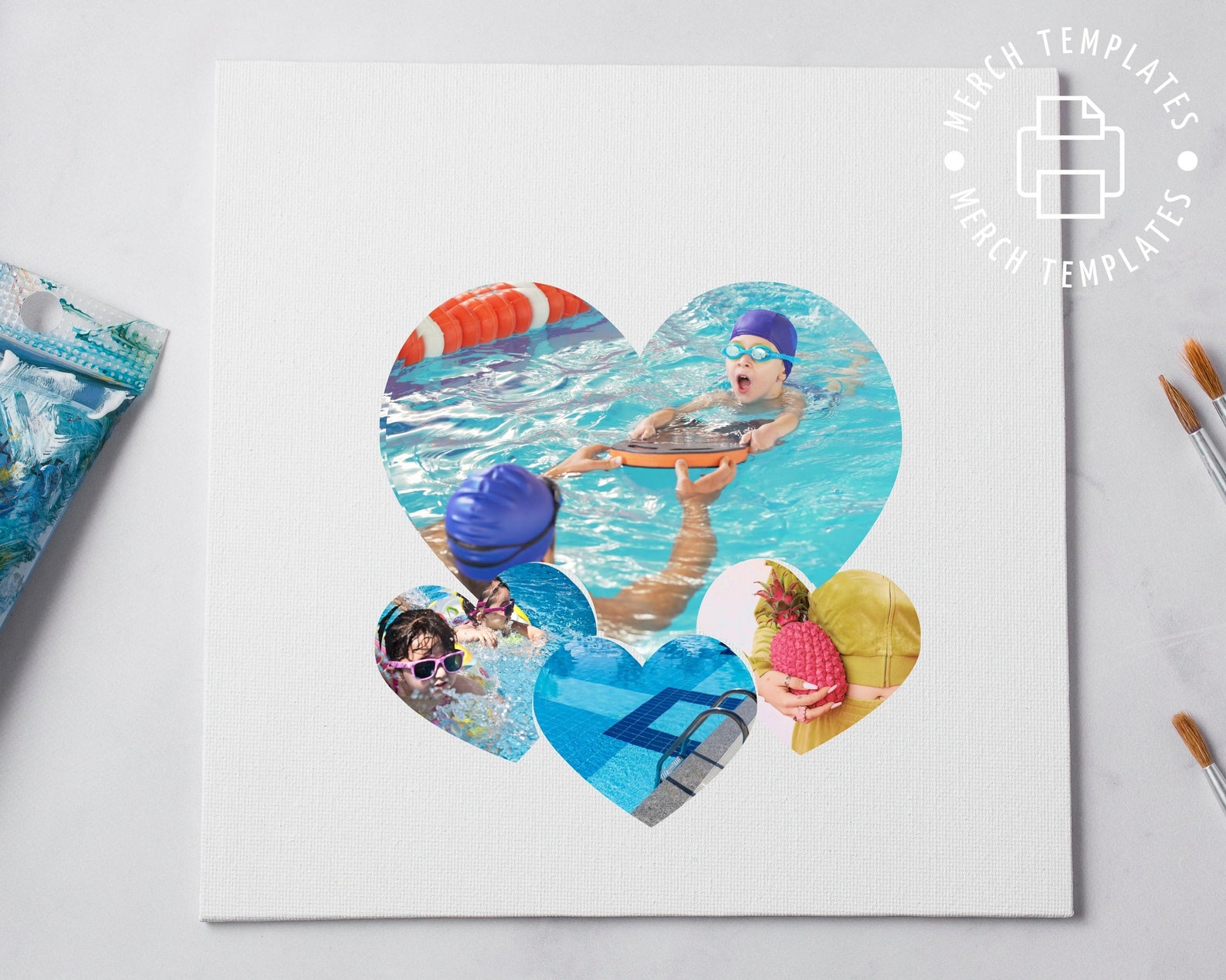 PRINTABLE Cute Heart Gift Collage Template 4 Photos | Editable Collage ...