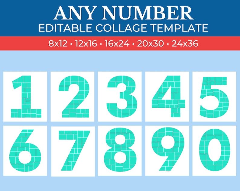 PRINTABLE Any Number Photos Collage Template Canva Photo Collage Good ...