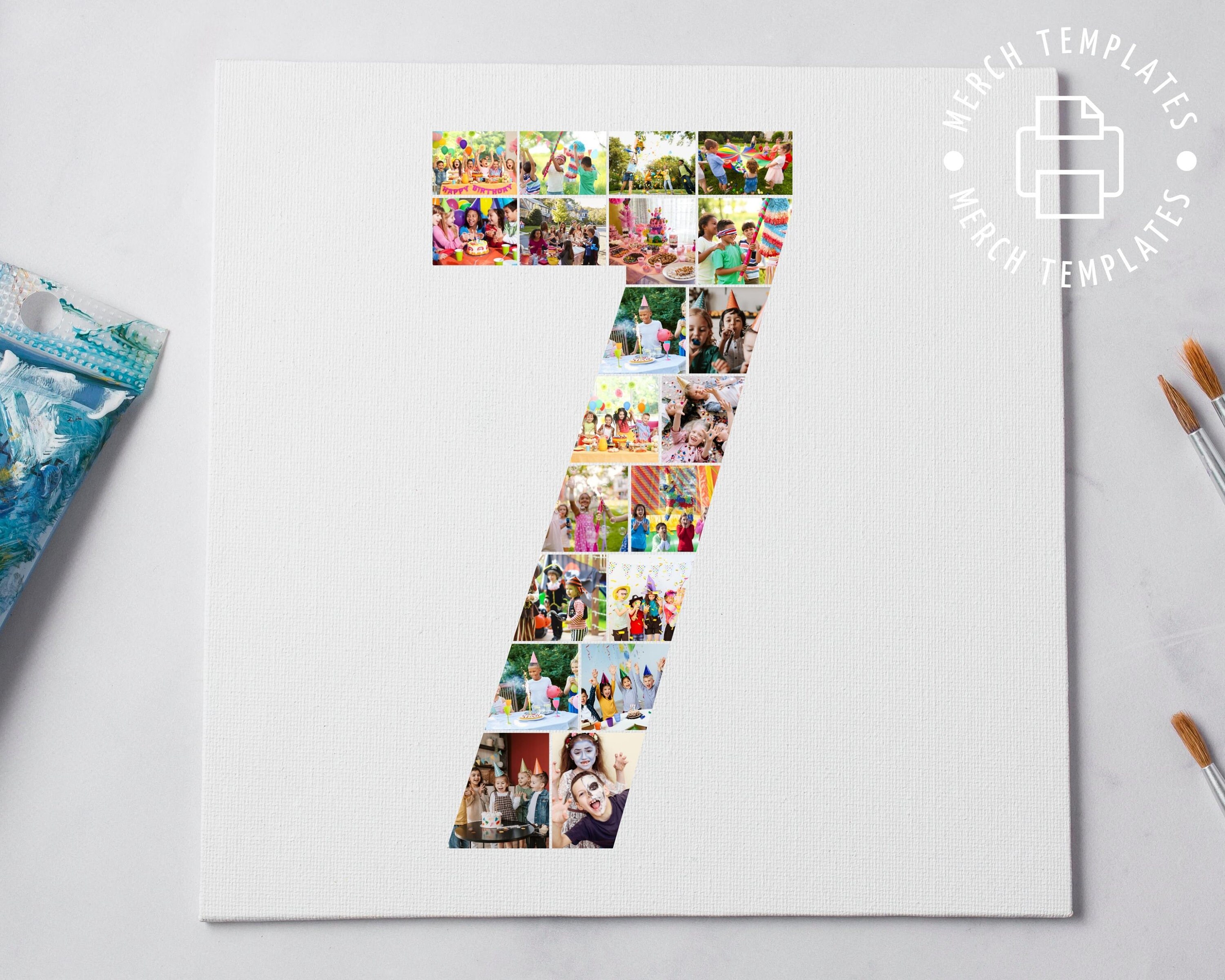 7th Number Collage Frame | 7 Collage Frame Canva Editable | 7th ...
