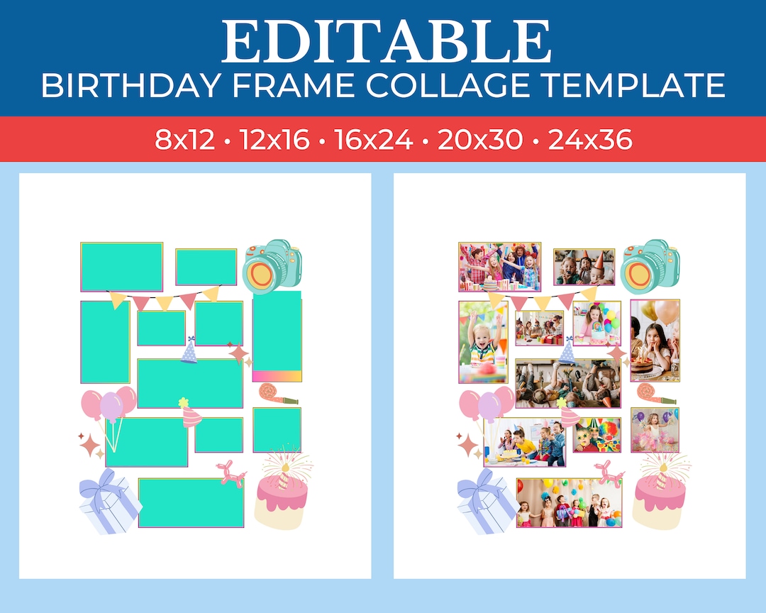 Birthday Collage Design Template | Gridart Canva | Image Collage | Pic ...