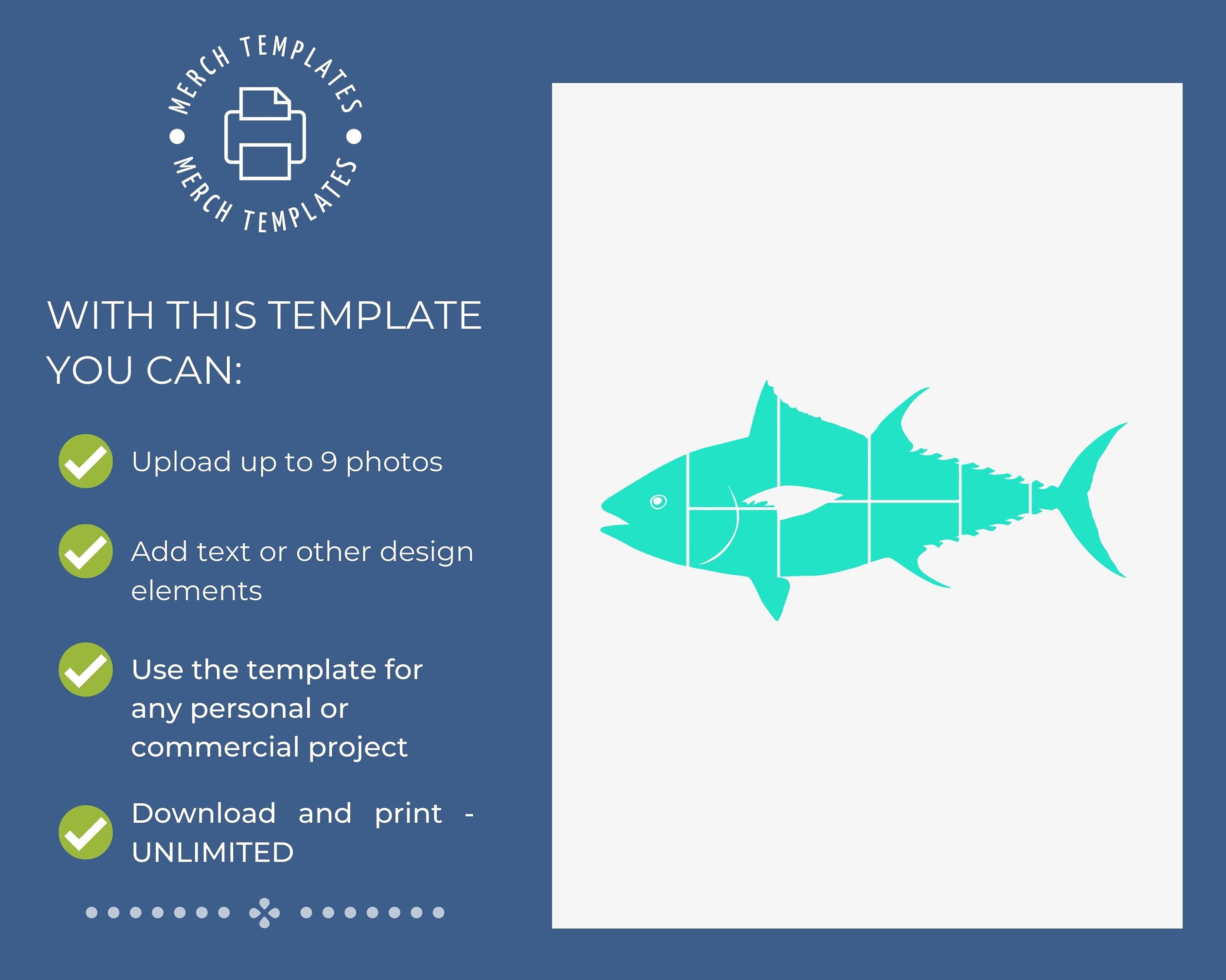 PRINTABLE Tuna Gift Collage Template Editable Collage for Tuna Fans ...