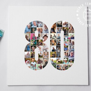 80 Number Collage Frame | 80 Collage Frame Canva Editable | 80th ...