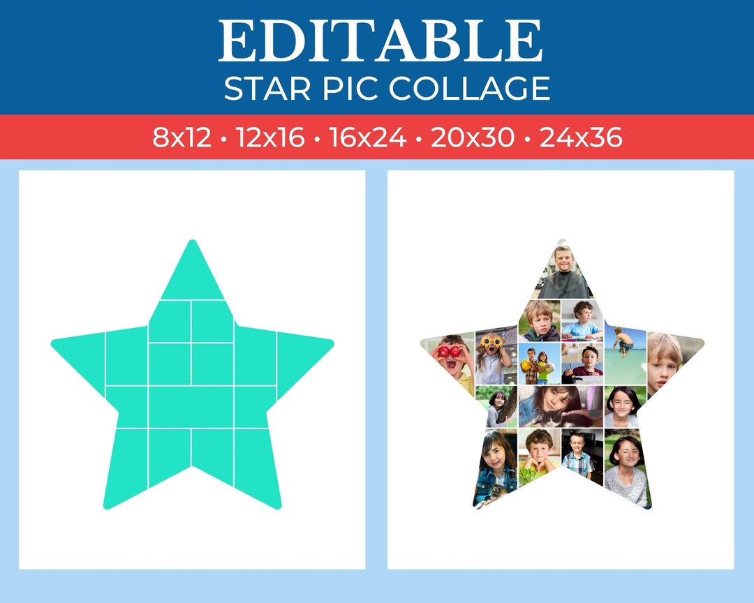 PRINTABLE Star Gift Collage Template | Editable Collage for Star Fans Gifts | Collage for Star ...