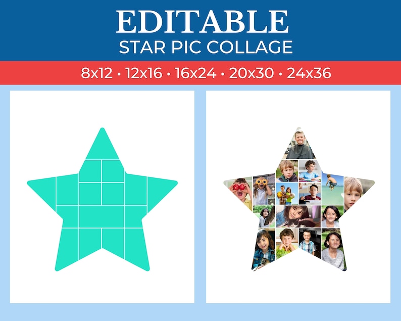 PRINTABLE Star Gift Collage Template | Editable Collage for Star Fans ...