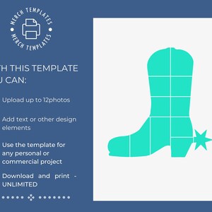 PRINTABLE Cowboy Boots Photos Collage Template Canva | Photo Collage ...