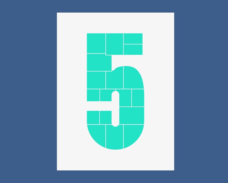 5th Number Collage Frame 5 Collage Frame Canva Editable 5th Birthday ...