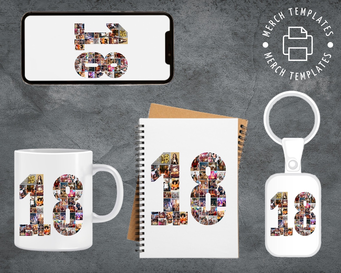 PRINTABLE 18 Number Collage Frame | 18 Collage Frame Canva Editable ...