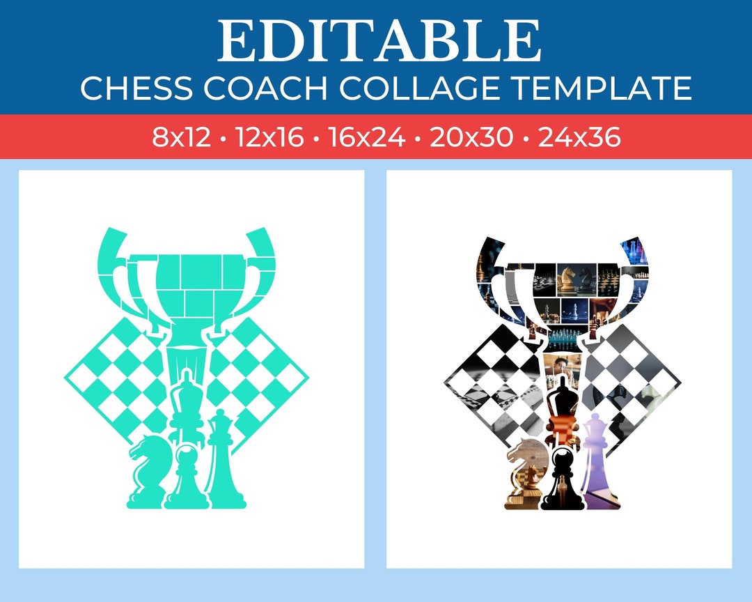 Picture Collage Chess Coach Template | Gridart Canva | Image Collage ...