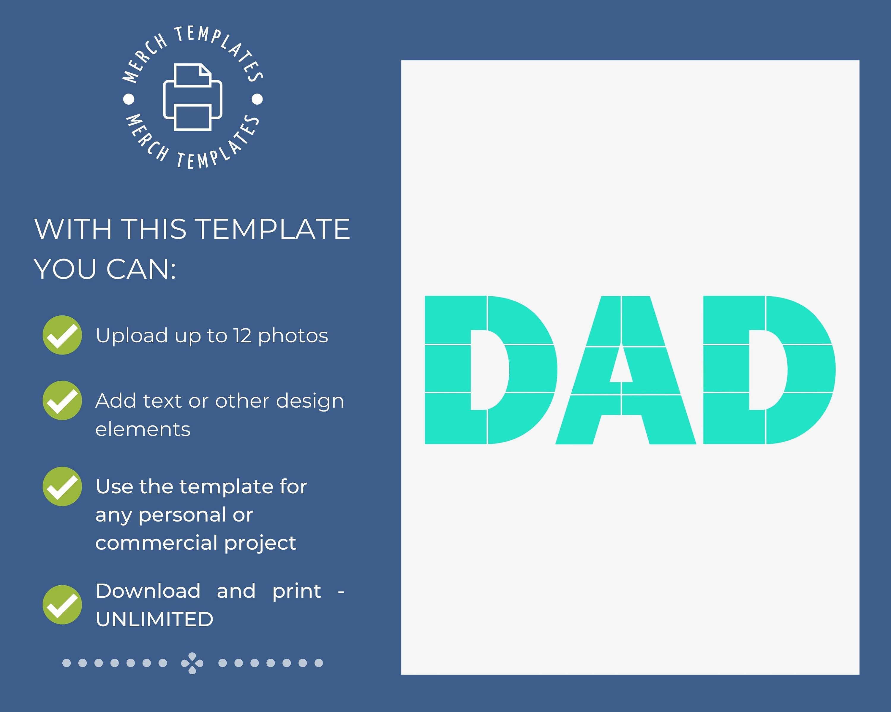 Picture Collage Dad Template | Gridart Canva | Image Collage | Pic ...