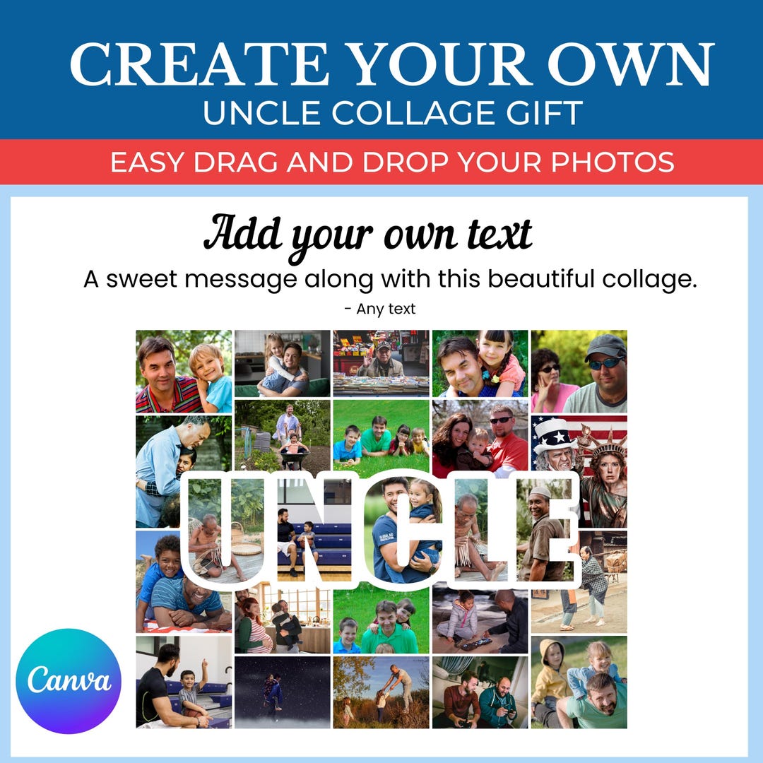 Uncle Gift Collage Template | Editable Collage for Uncle Fans Gifts ...