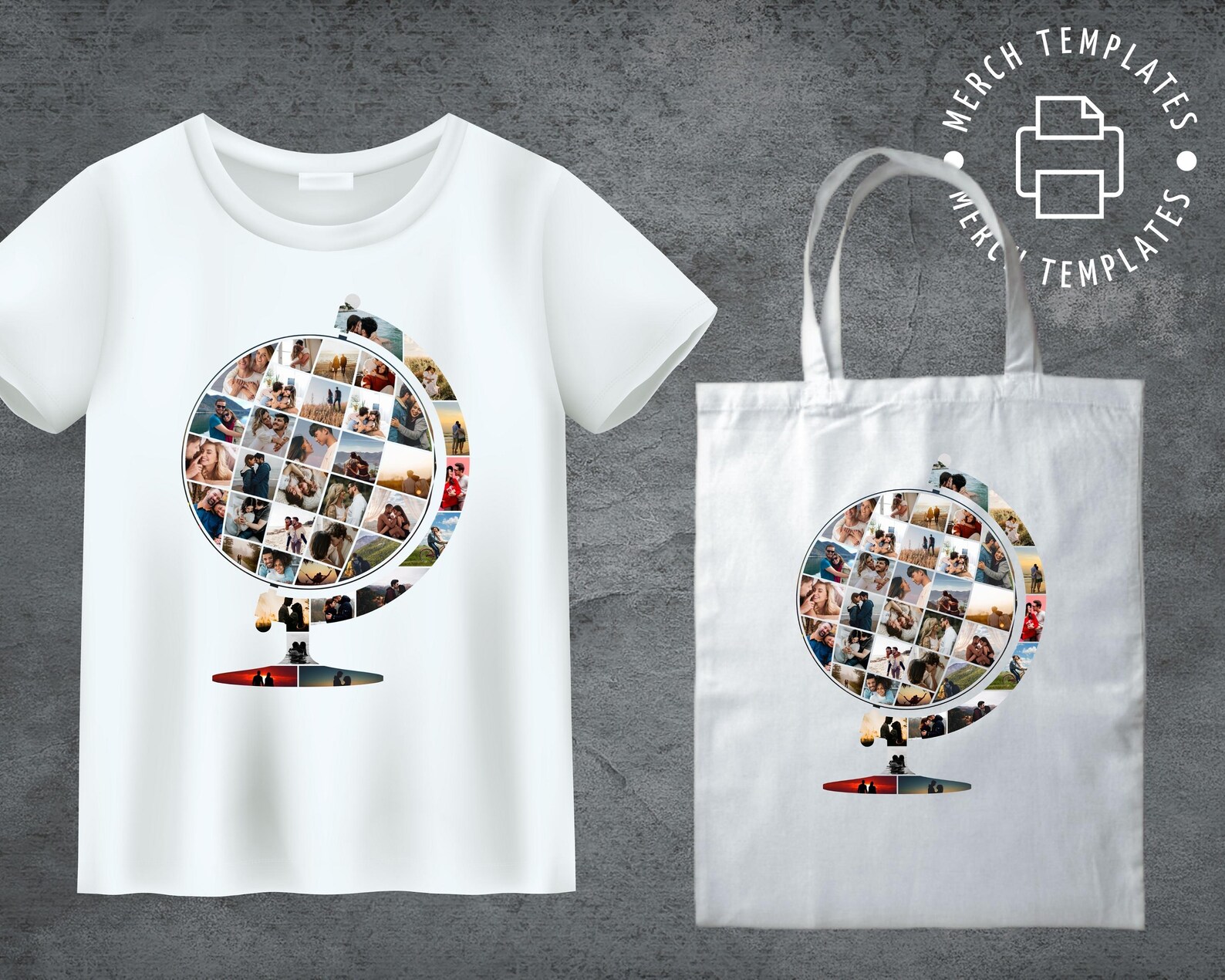 Picture Collage Globe Template | Gridart Canva | Image Collage | Pic ...