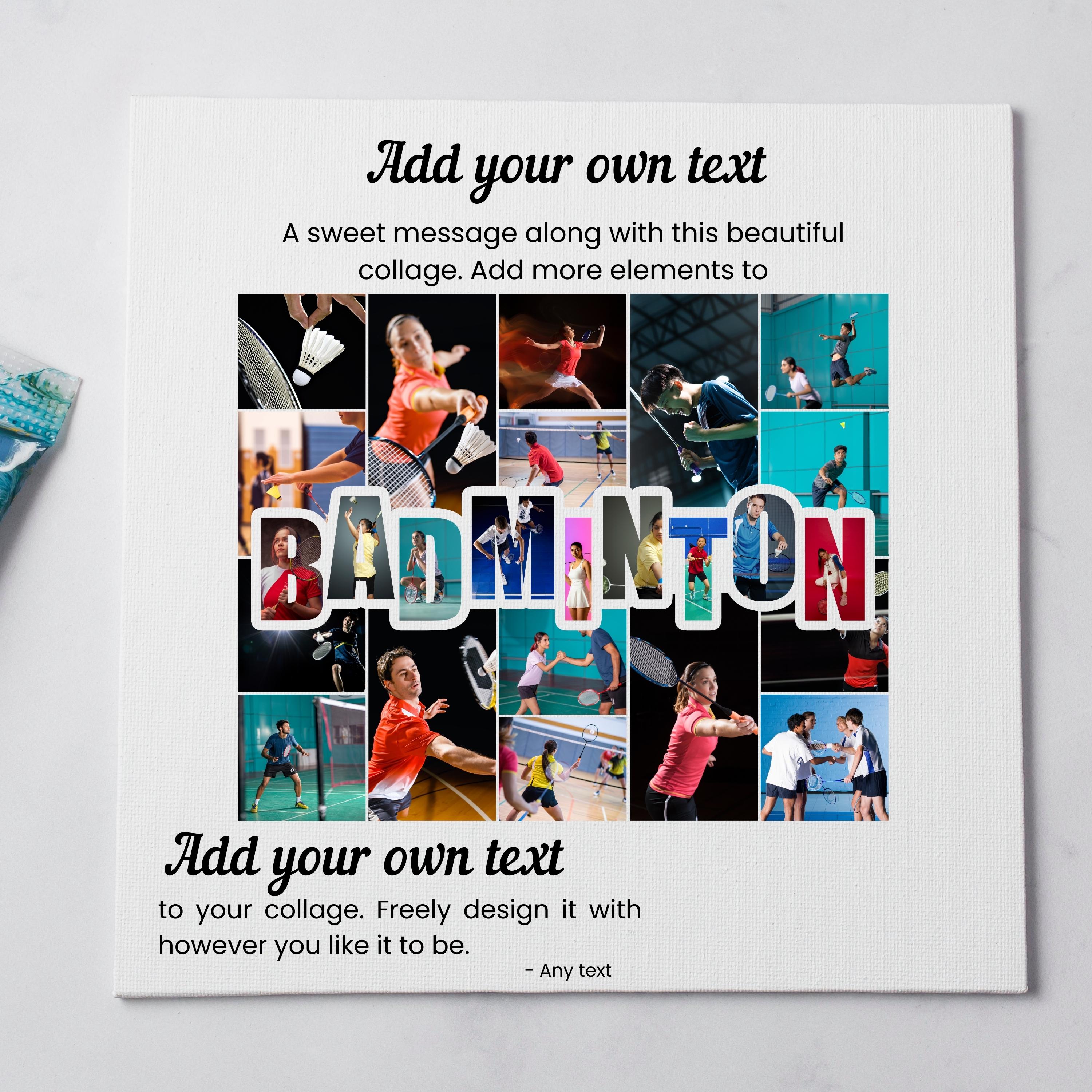 Badminton Gift Collage Template | Editable Collage for Badminton Fans ...