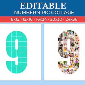 9th Number Collage Frame | 9 Collage Frame Canva Editable | 9th ...