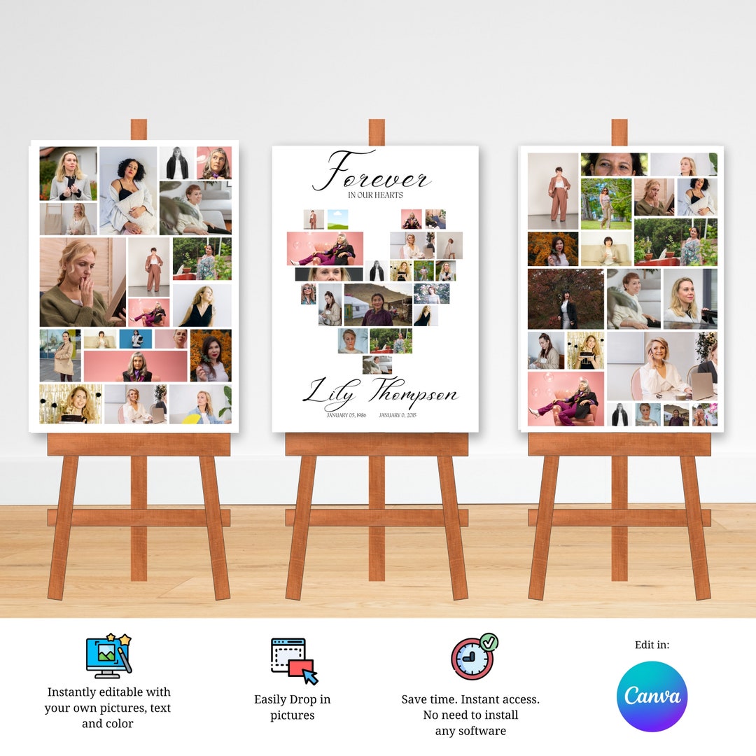 EDITABLE Funeral Collage Stand | Celebrating the Life of Collage Stand ...