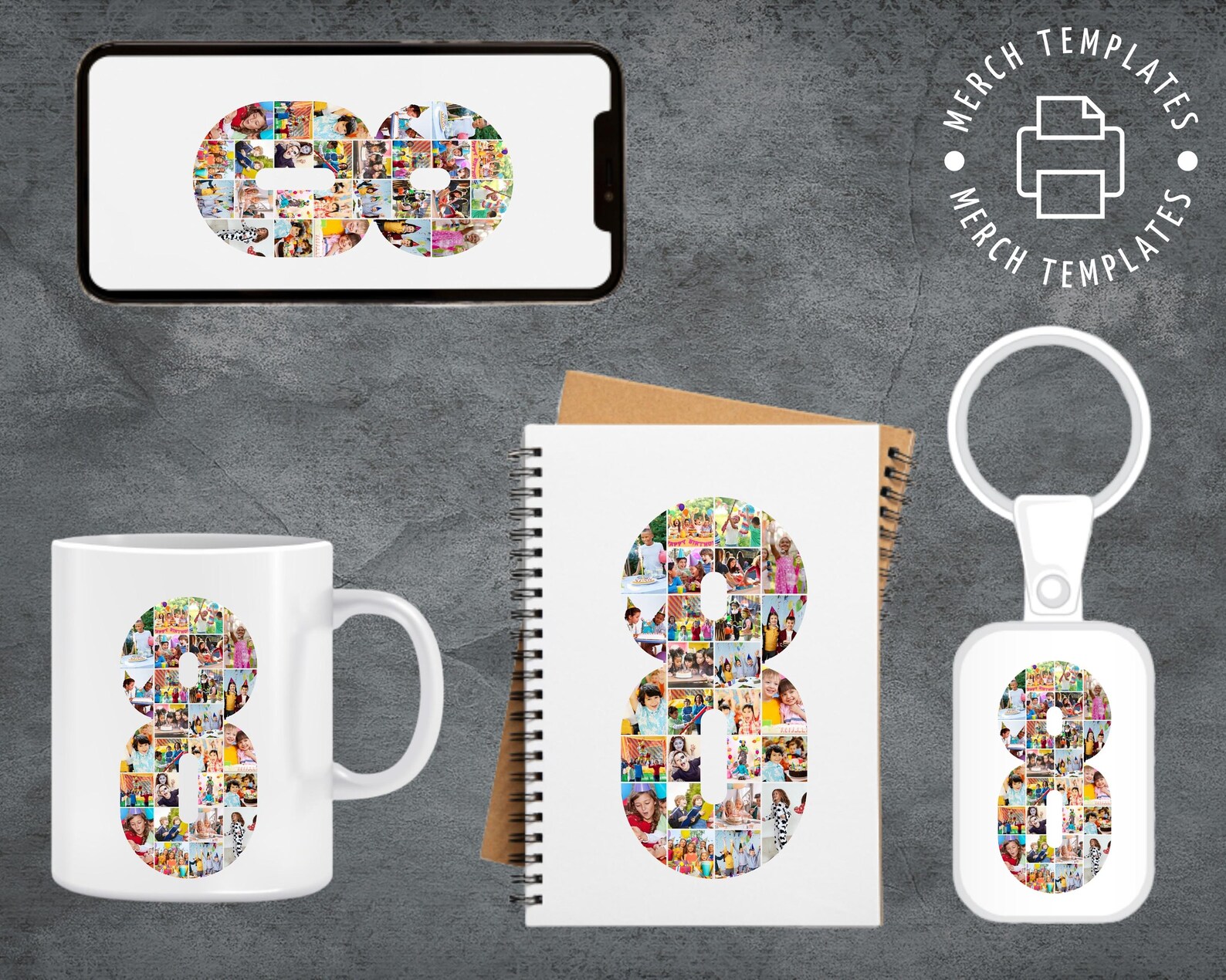 8th Number Collage Frame | 8 Collage Frame Canva Editable | 8th ...