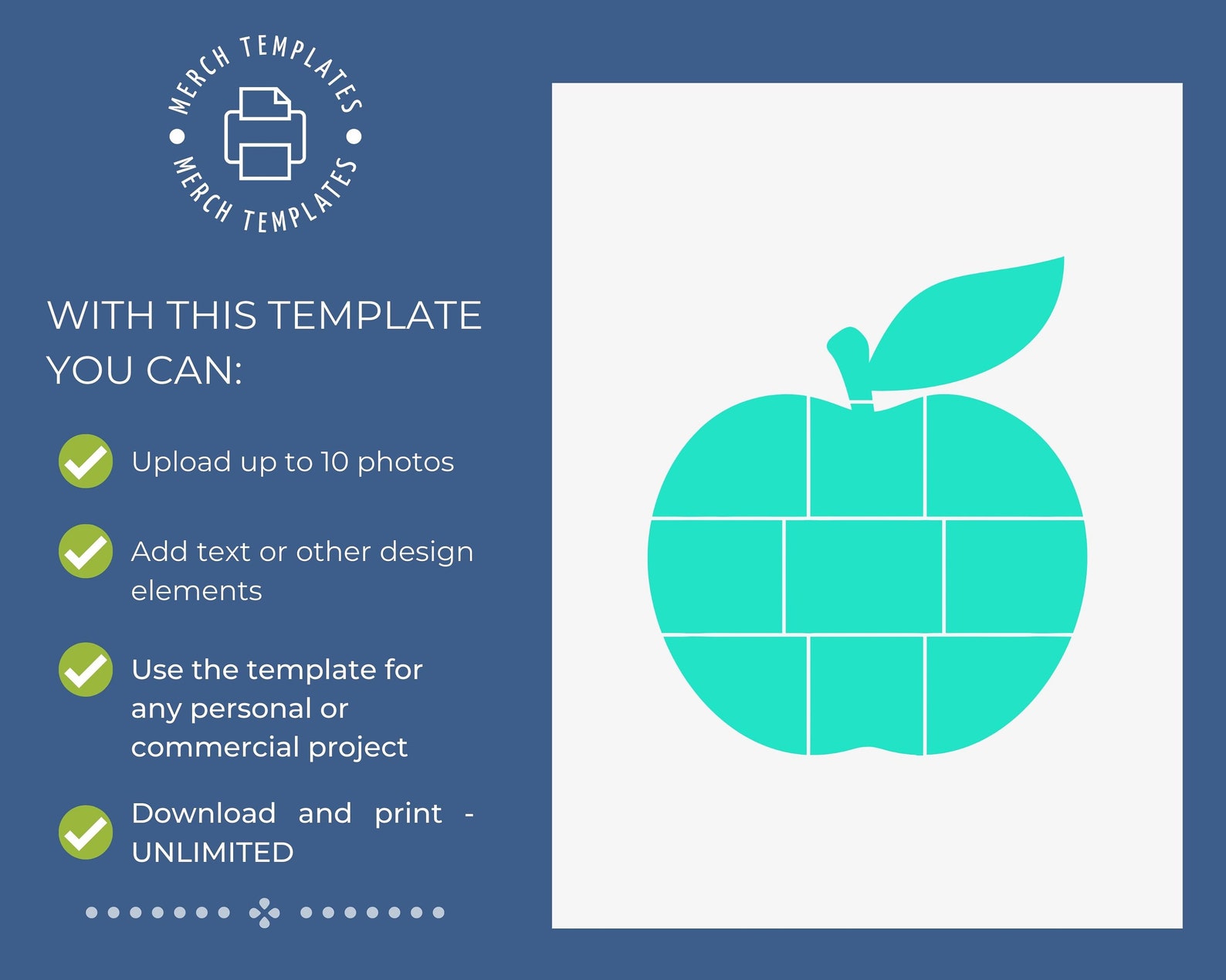 PRINTABLE Apple Gift Collage Template | Editable Collage Apple Shaped ...
