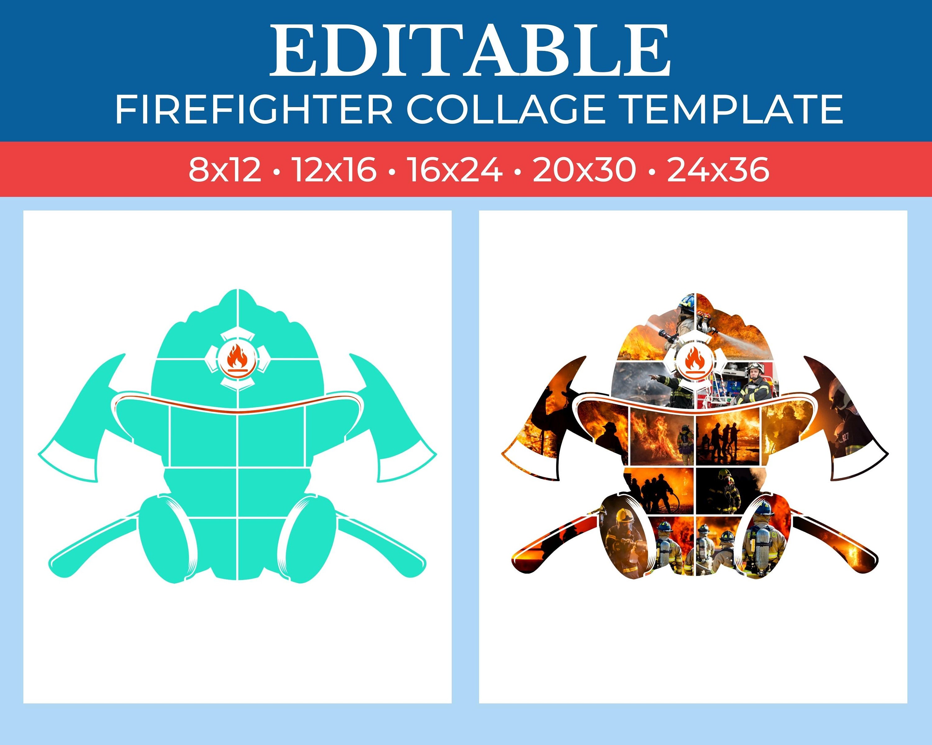 Firefighter Gift Collage Template Gridart Canva Image Collage Pic ...
