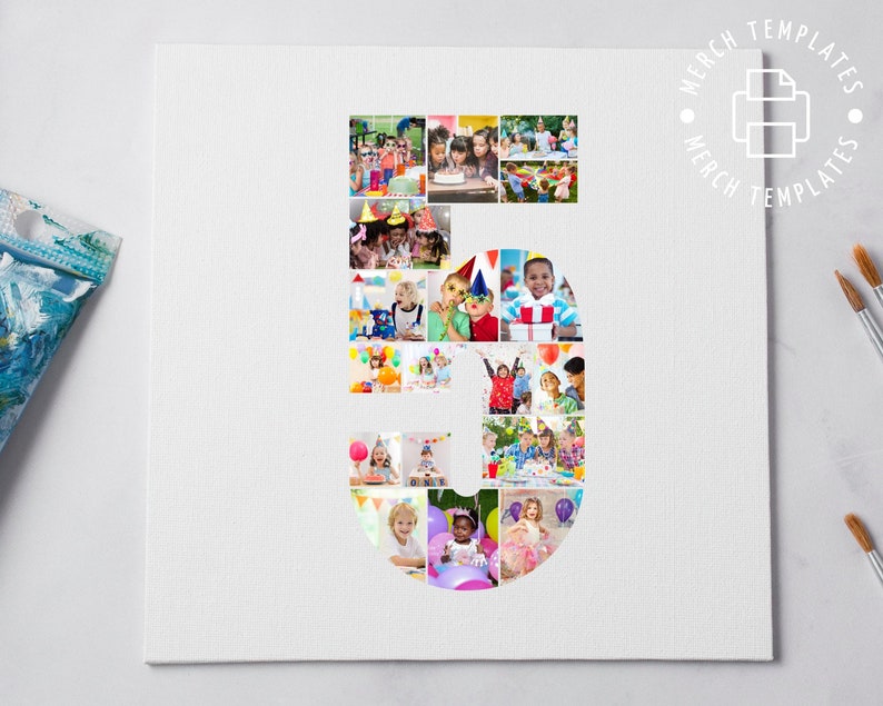 5th Number Collage Frame 5 Collage Frame Canva Editable 5th Birthday ...