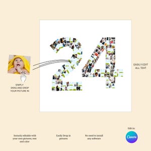 Custom 24th Birthday Number Collage Frame - Personalized Photo Collage ...