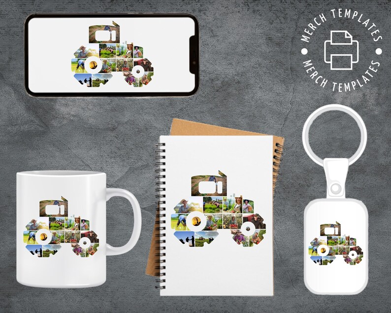 PRINTABLE Tractor Gift Collage Template | Editable Collage Tractor ...