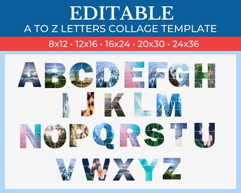 Picture Collage A to Z Letters Template Gridart Canva - Etsy