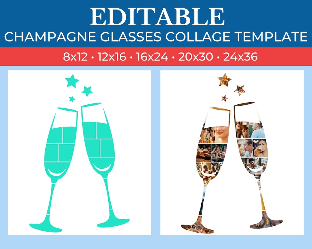 Picture Collage Champagne Glasses Template | Gridart Canva | Image ...
