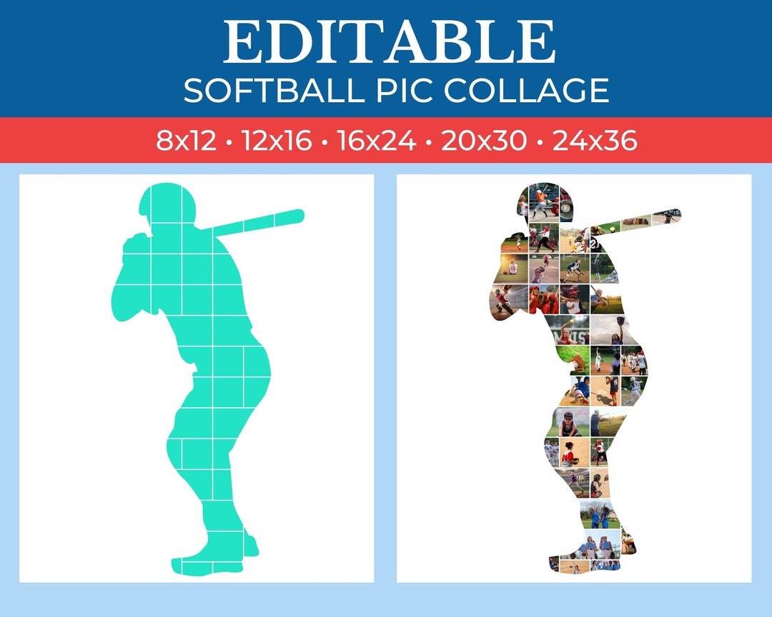 Softball Collage Template Canva | Softball Coach Collage Gift | Canva ...