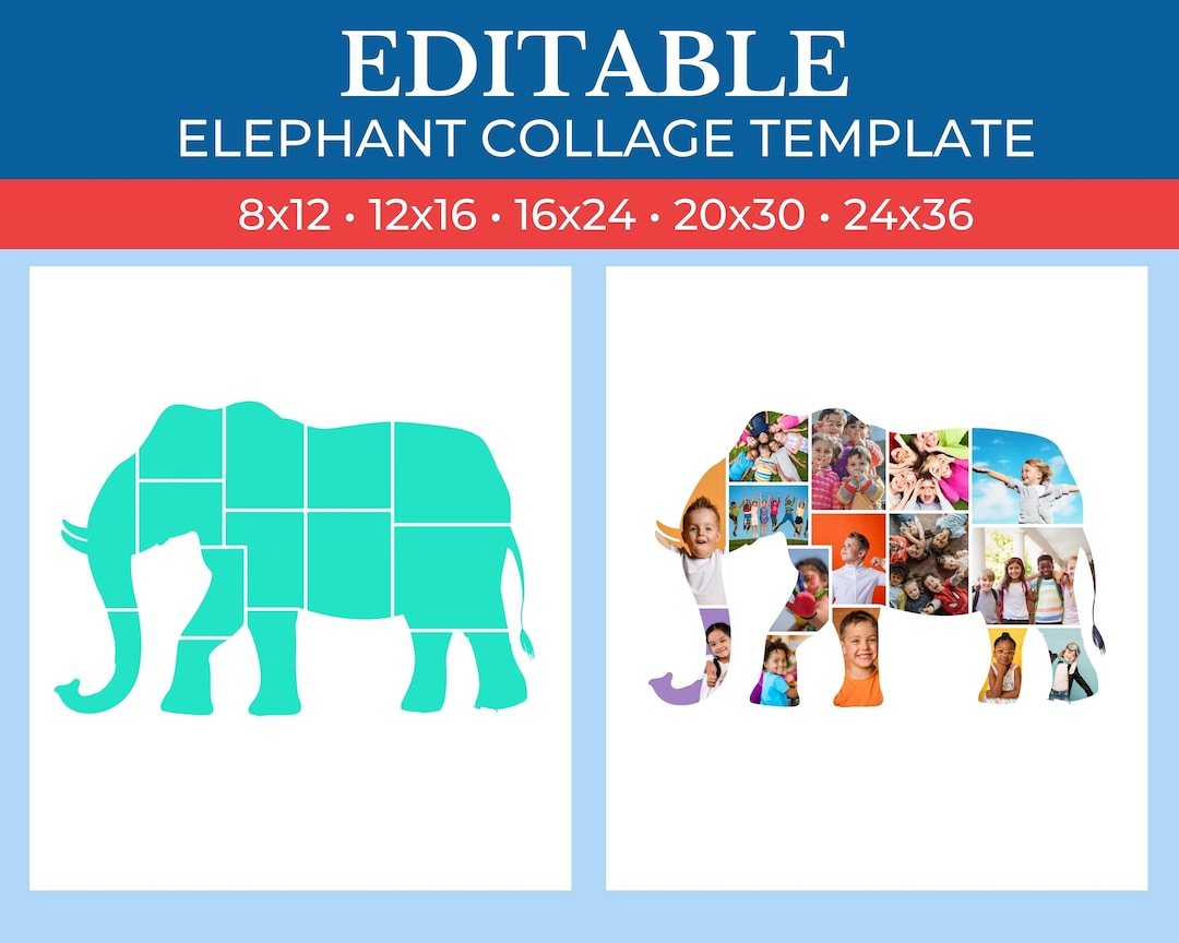 Picture Collage Elephant Template | Gridart Canva | Image Collage | Pic ...